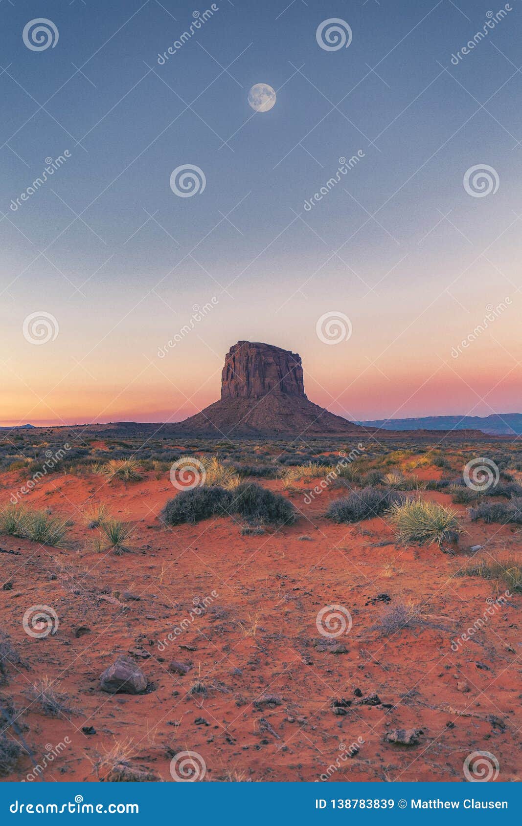 Monument Valley Sunset with Moon Stock Image - Image of reservation ...