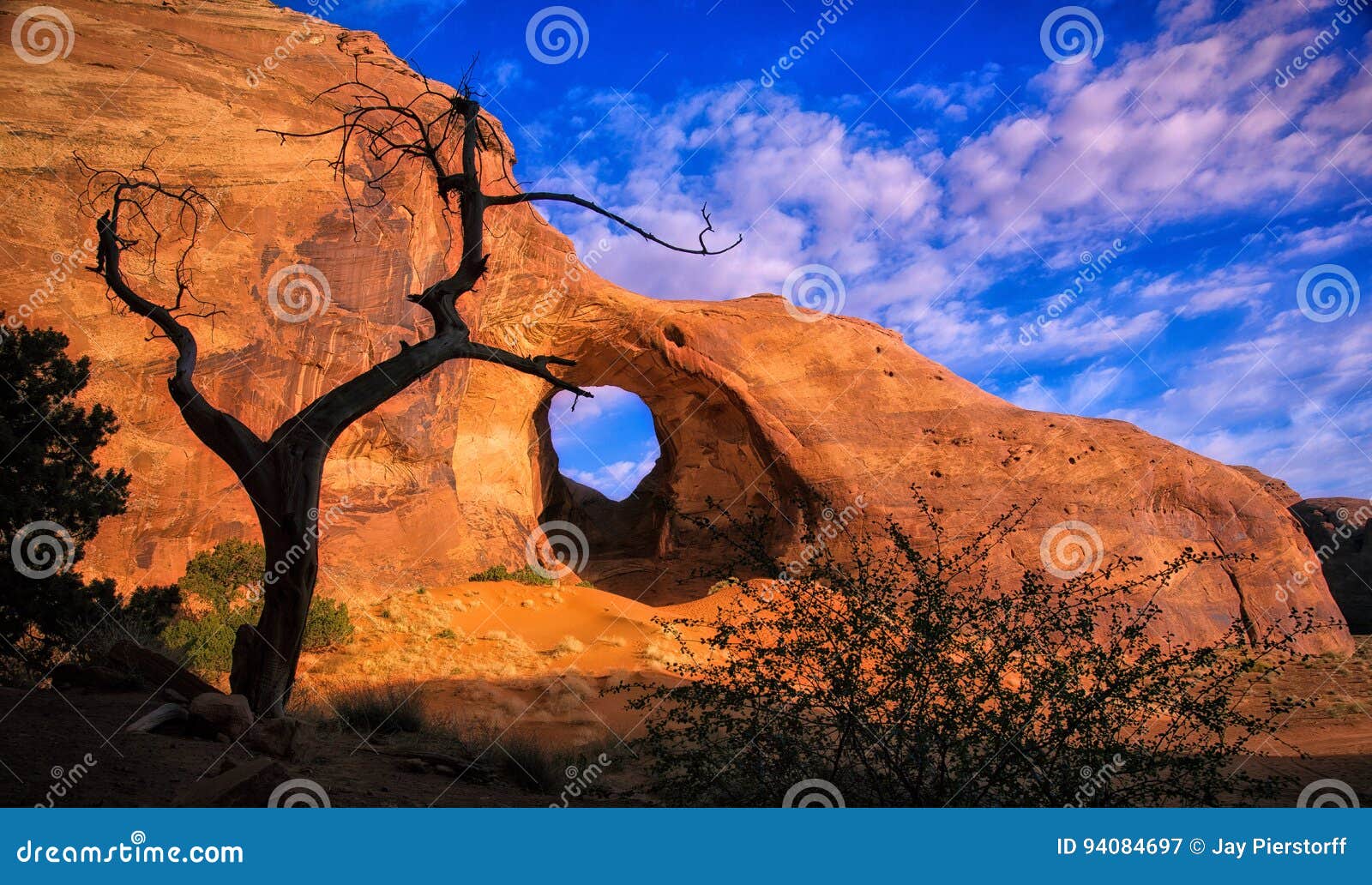 Monument Valley Tree and Window Rock Stock Image - Image of arid, tree ...