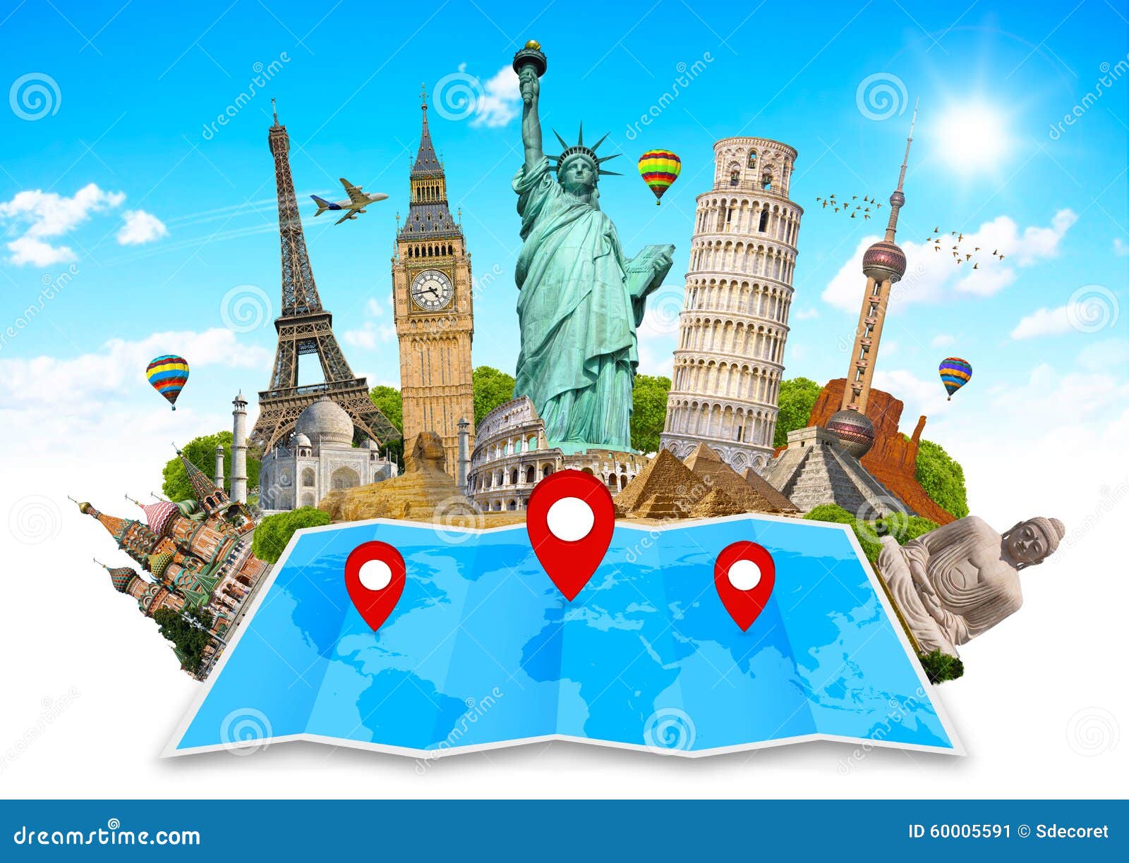 Monument Van De Wereld Op Een Kaart Stock Illustratie - Illustration of ...