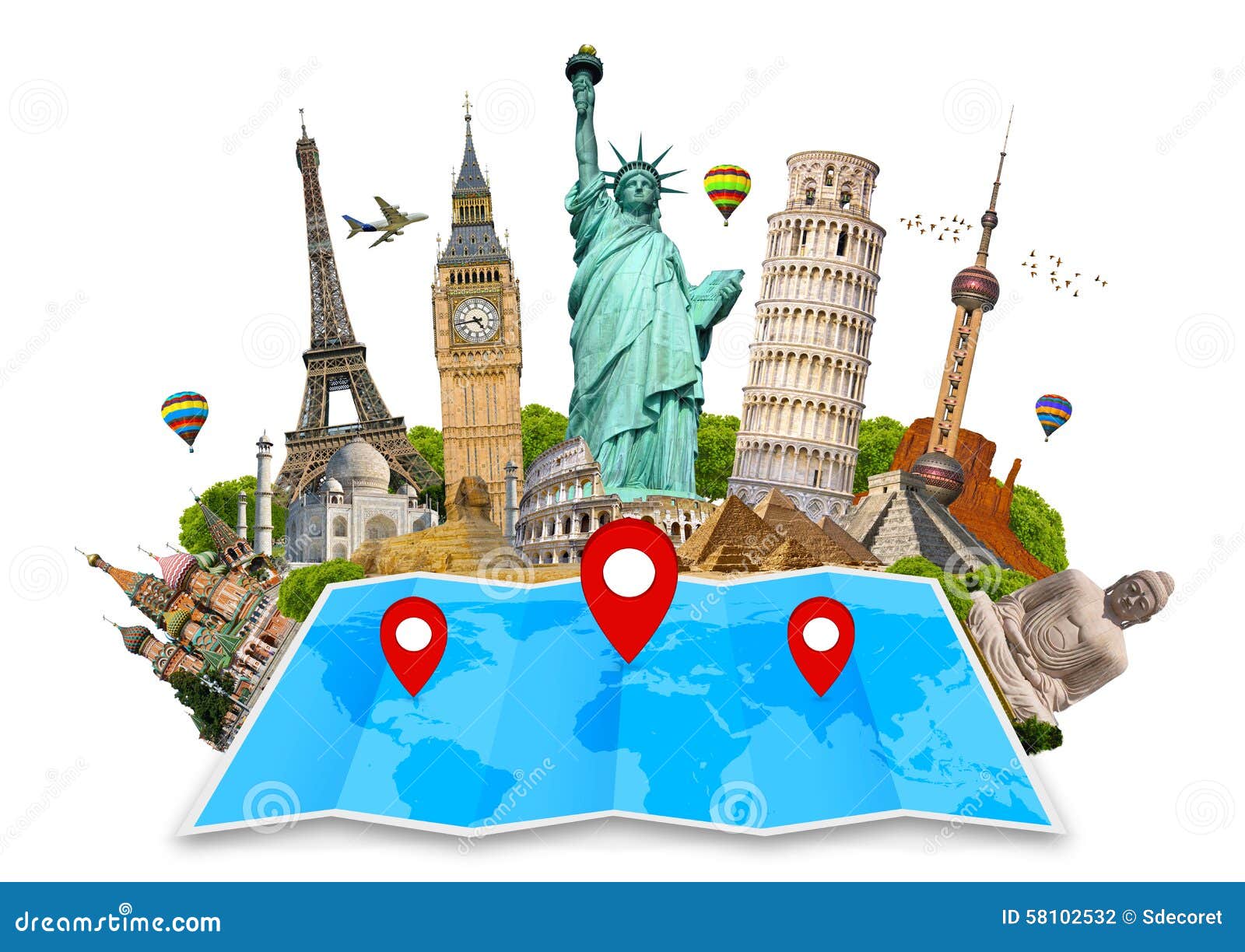 Monument Of The World On A Map Stock Photo - Image of monument, sphinx ...