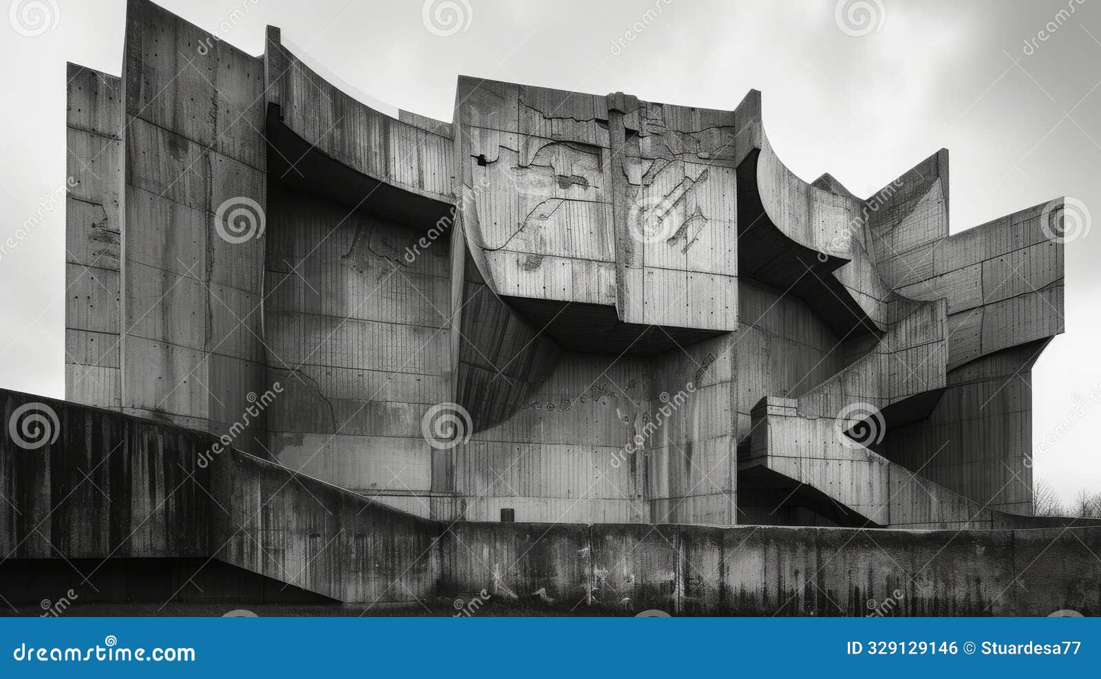 Monumental Brutalist Architecture With Relief Sculpture Royalty-Free ...