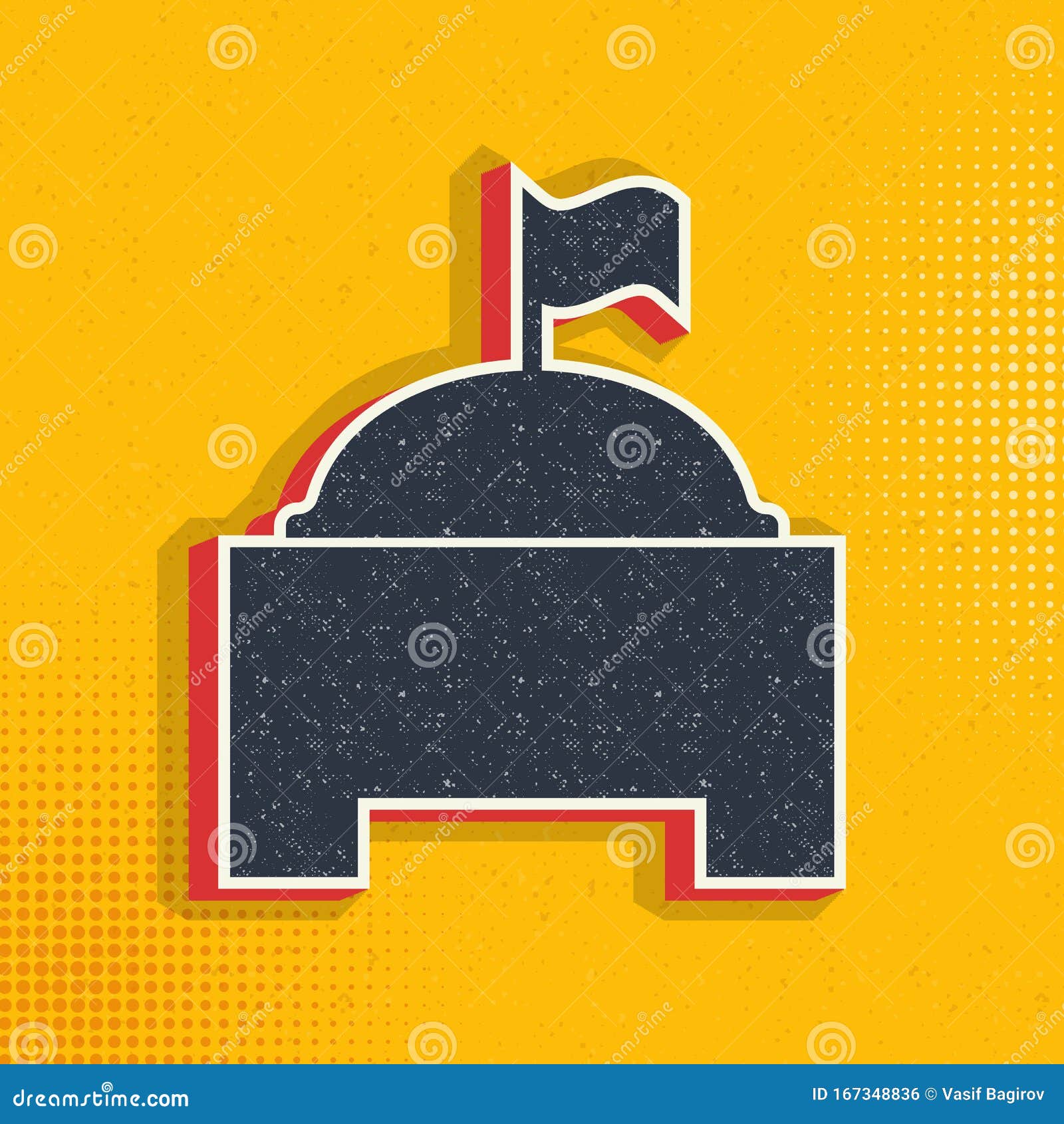 Monumental Building Pop Art, Retro Icon. Vector Illustration of Pop Art ...