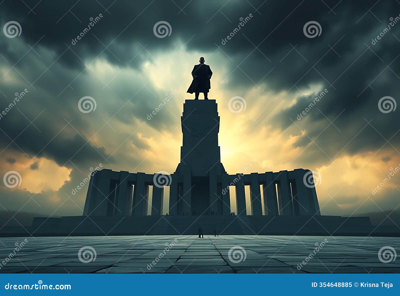 Monumental Leader Statue Imposing Structure Dramatic Sunset Sky Stock ...
