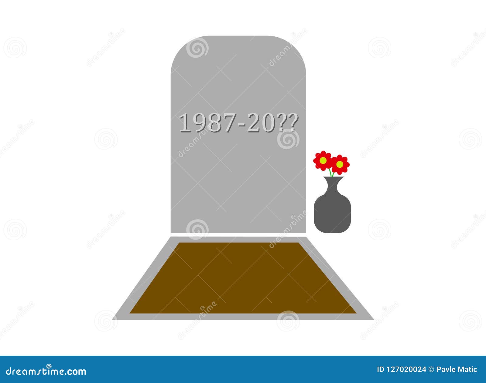 Monumento Della Tomba Della Lapide Con Un Vaso Di Fiore Illustrazione ...