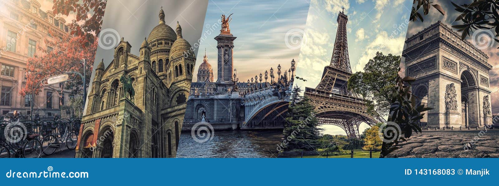 Paris Famous Landmarks Collage Stock Image - Image of french, landmarks ...
