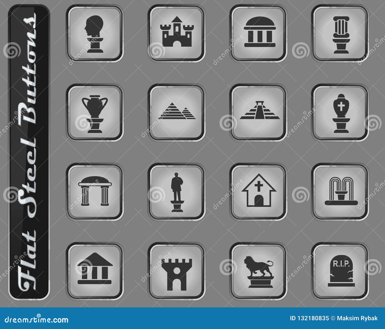 Monuments icon set stock vector. Illustration of monument - 132180835