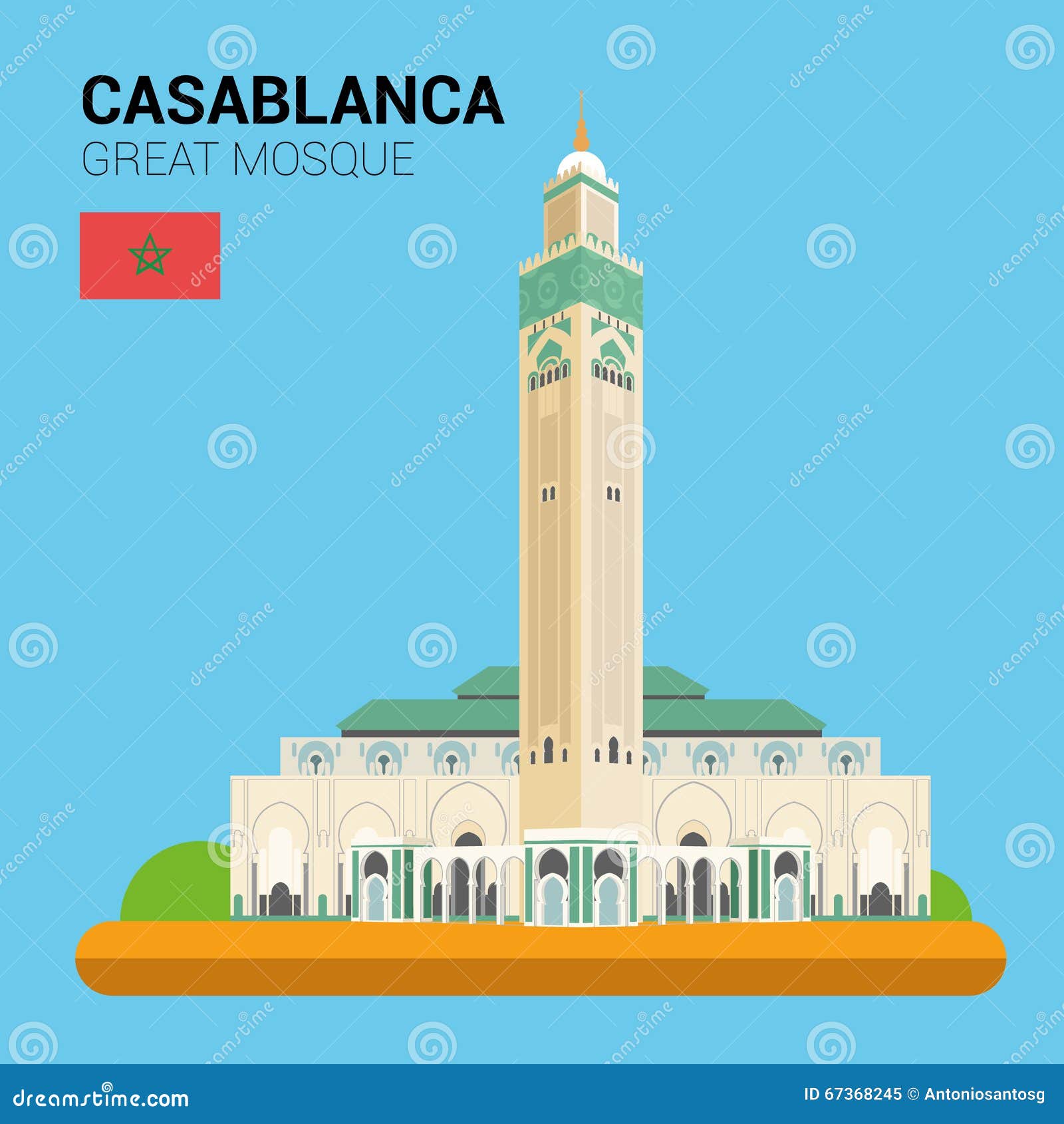 Monuments And Landmarks Vector Collection: Great Mosque Of Casablanca ...