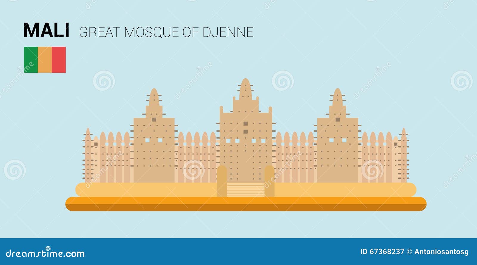 Great Mosque Of Touba In Senegal. Flat Vector Illu | CartoonDealer.com ...