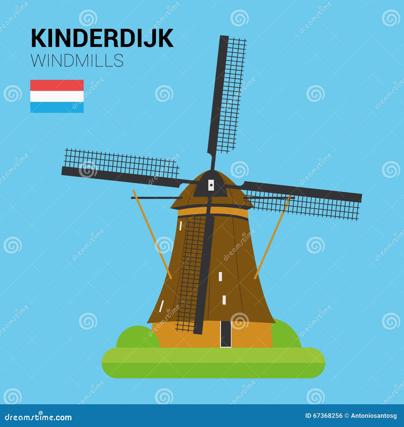 Kinderdijk Windmills Icon On White Background. Simple Element Illustration From Monuments ...