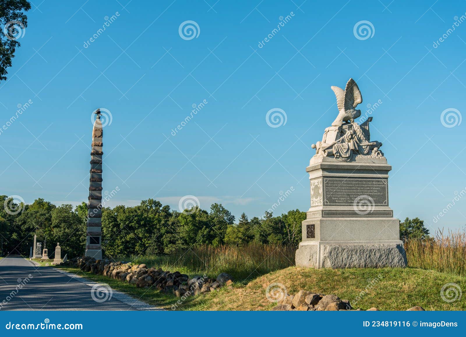 Monuments Remembering the Battle of Gettysburg Stock Photo - Image of ...
