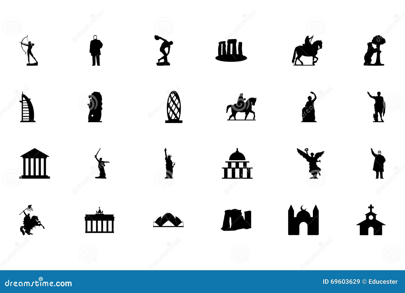 Monuments Vector Icons 2 stock illustration. Illustration of greece ...
