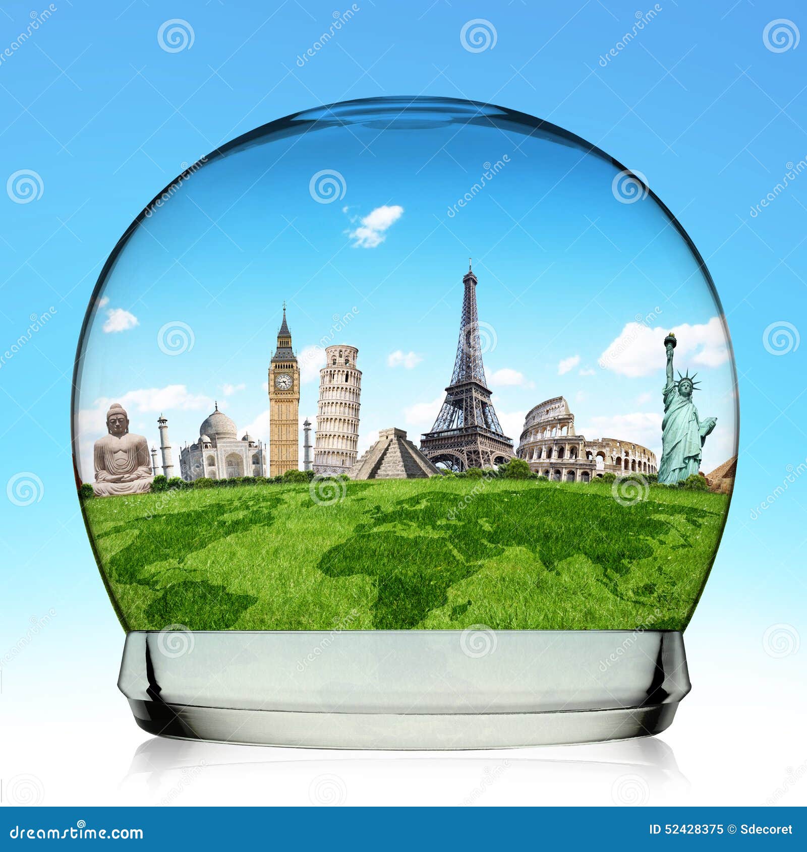 Snowball World Globe Isolated On Green Background. Environmental ...