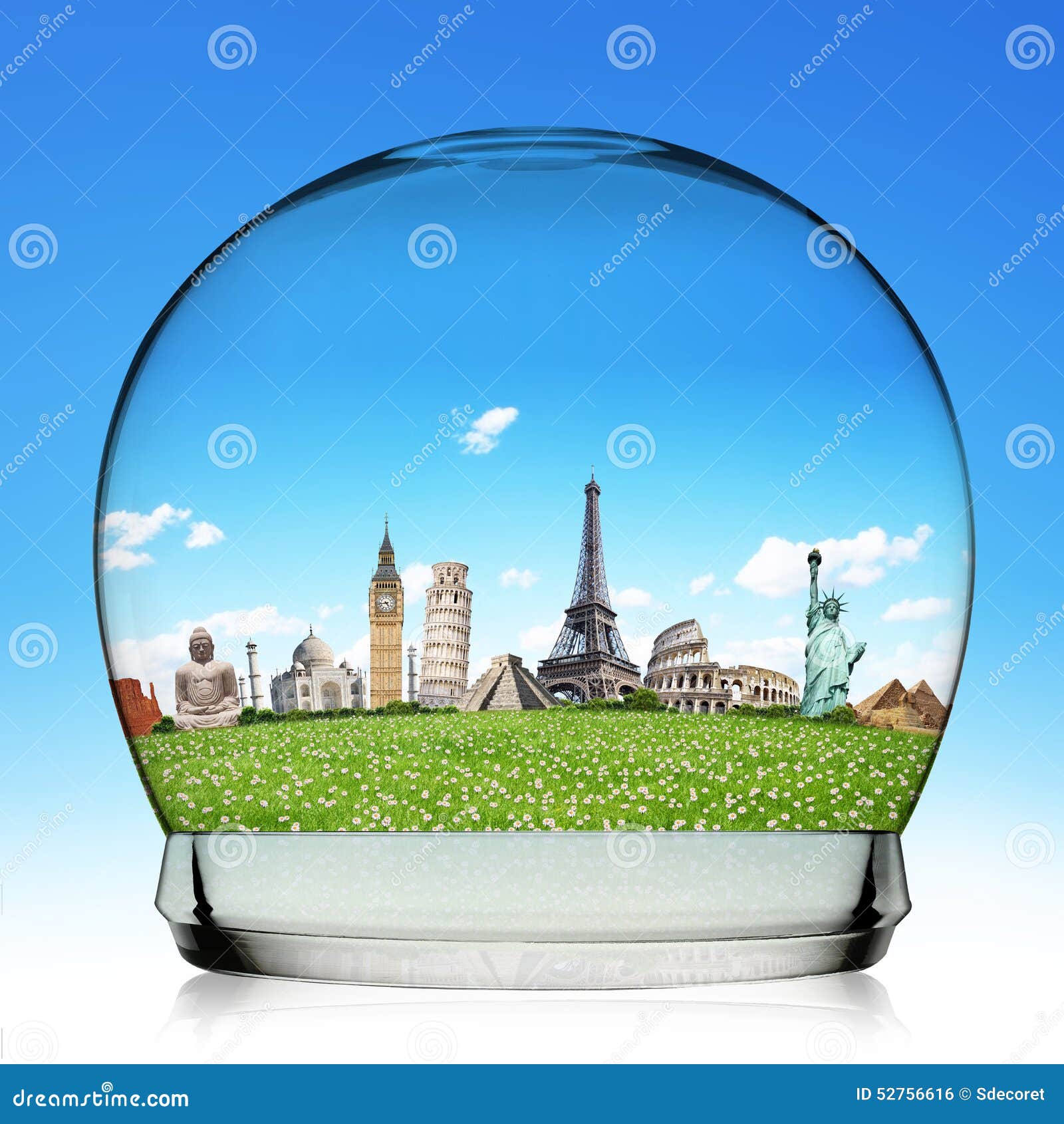 Snowball World Globe Isolated On Green Background. Environmental ...