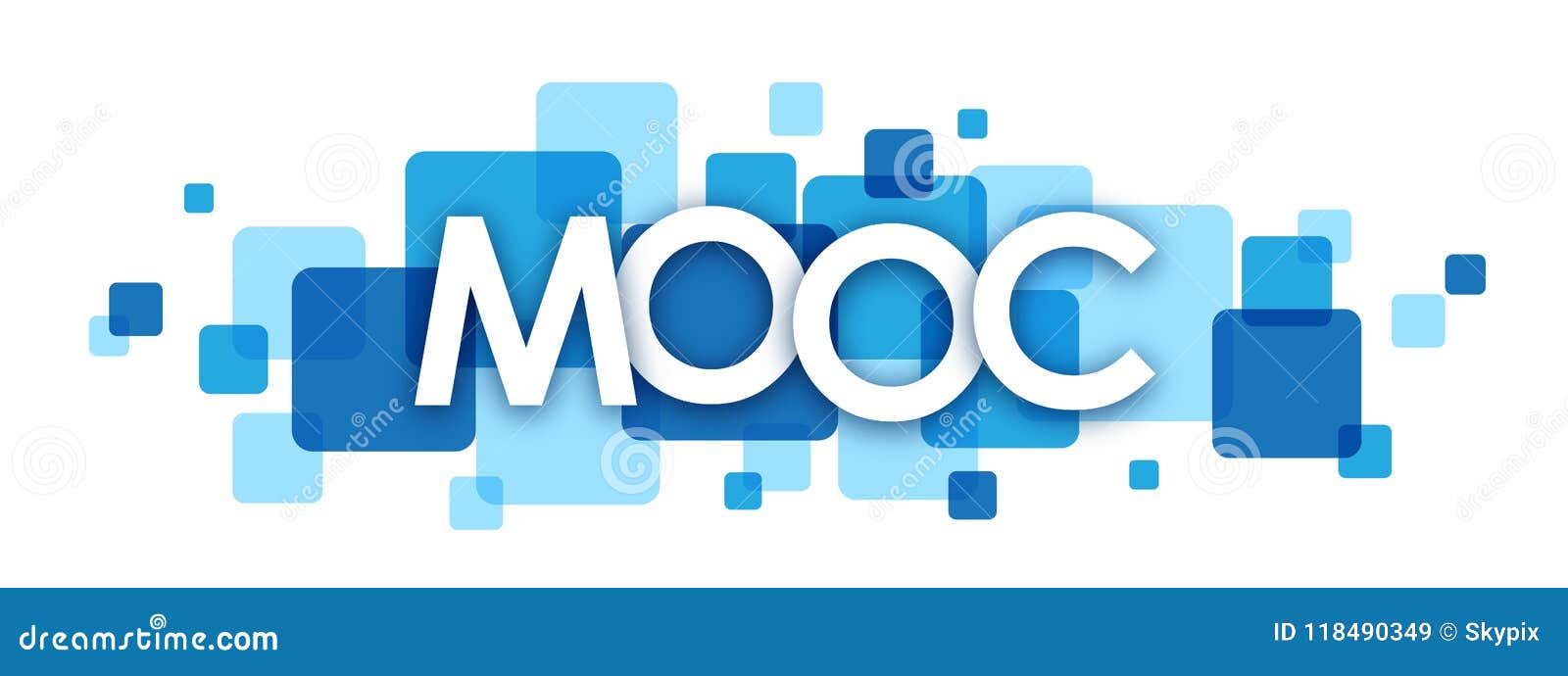 MOOC Banner on Overlapping Blue Squares Stock Vector - Illustration of ...