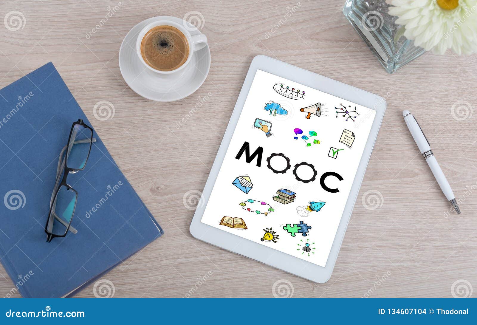 Mooc Concept on a Digital Tablet Stock Photo - Image of globe ...