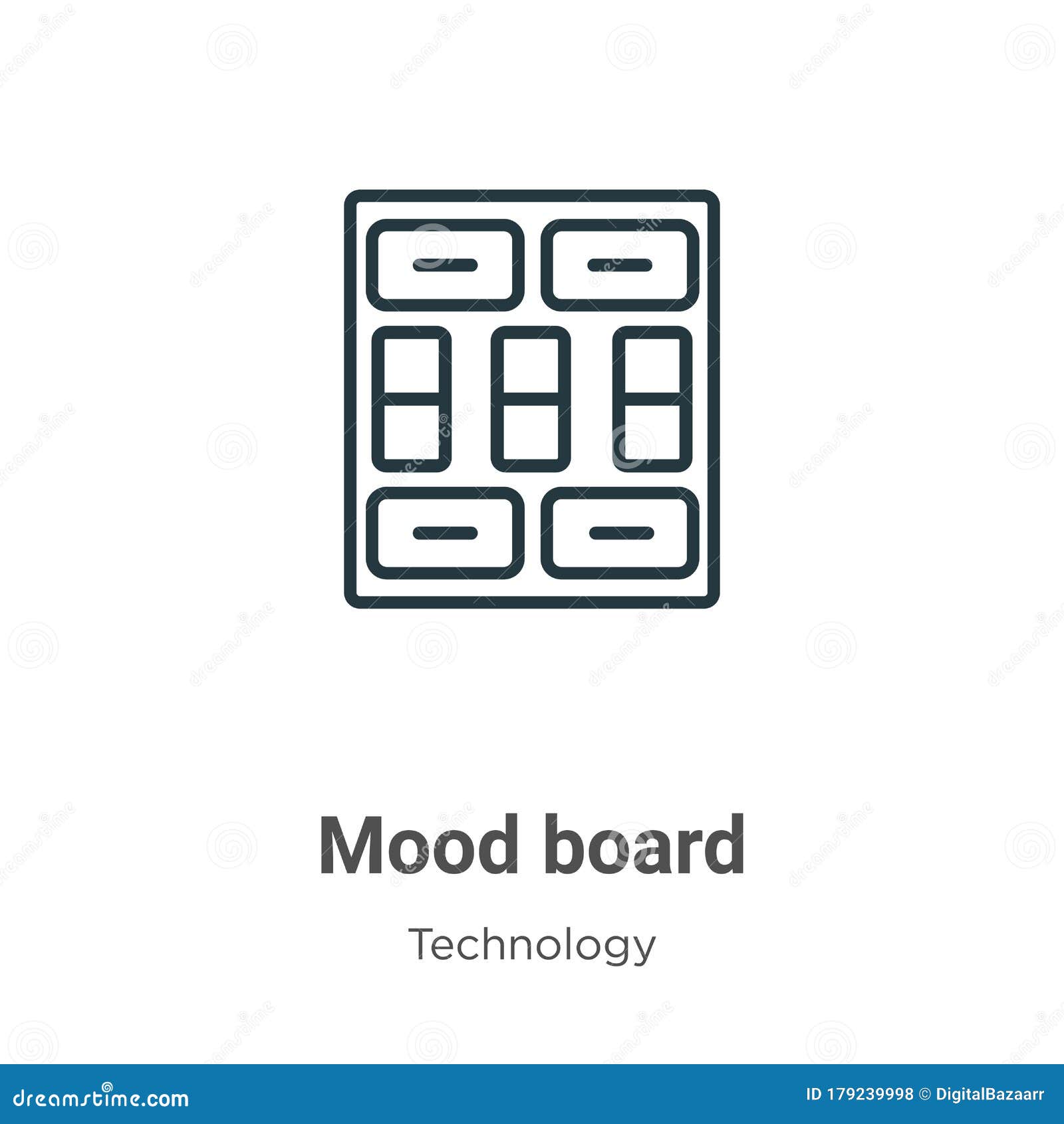 Mood Board Outline Vector Icon. Thin Line Black Mood Board Icon, Flat ...
