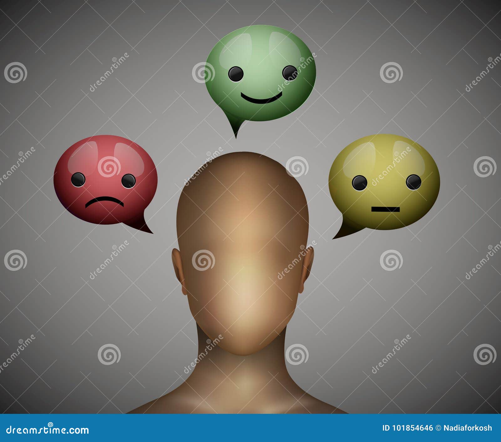 Mood Concept, Faceless Man Think about Face Expression, Choose the Mood ...