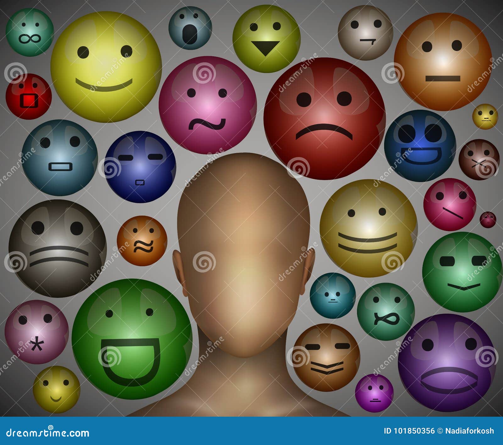 Mood Concept, Faceless Man Think about Face Expression, Choose the ...