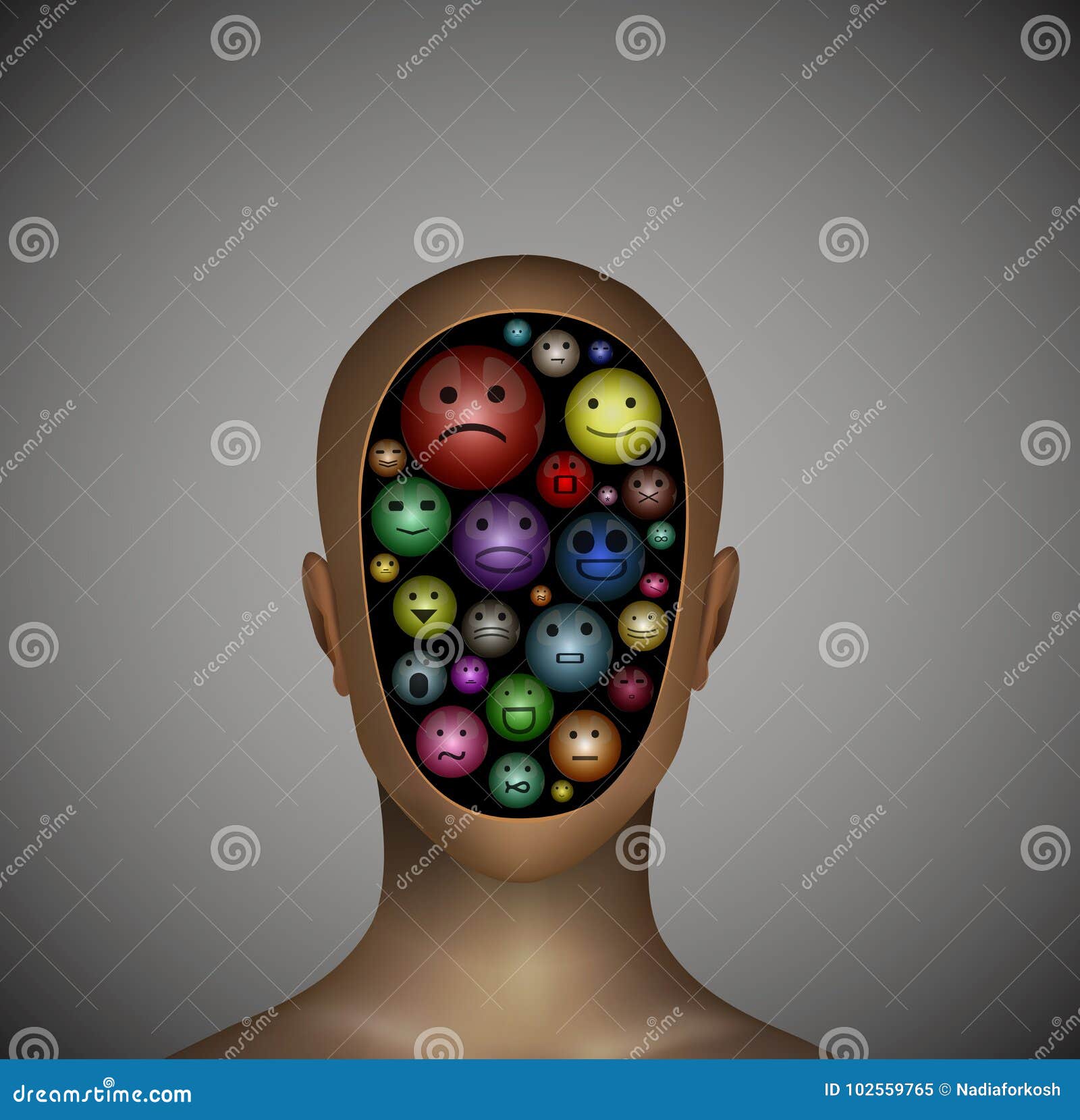 Mood Concept, Faceless Man Think About Face Expression, Choose The ...