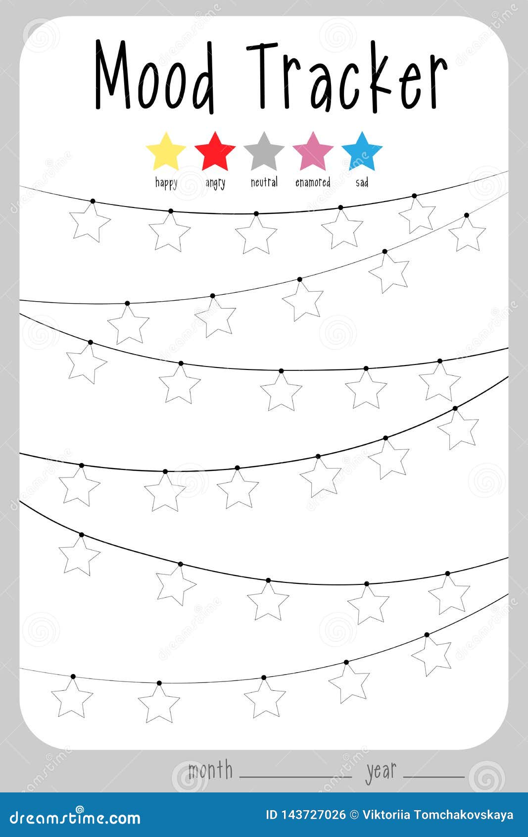 Mood Diary for a Month. Mood Tracker Calendar. Keeping Track of ...