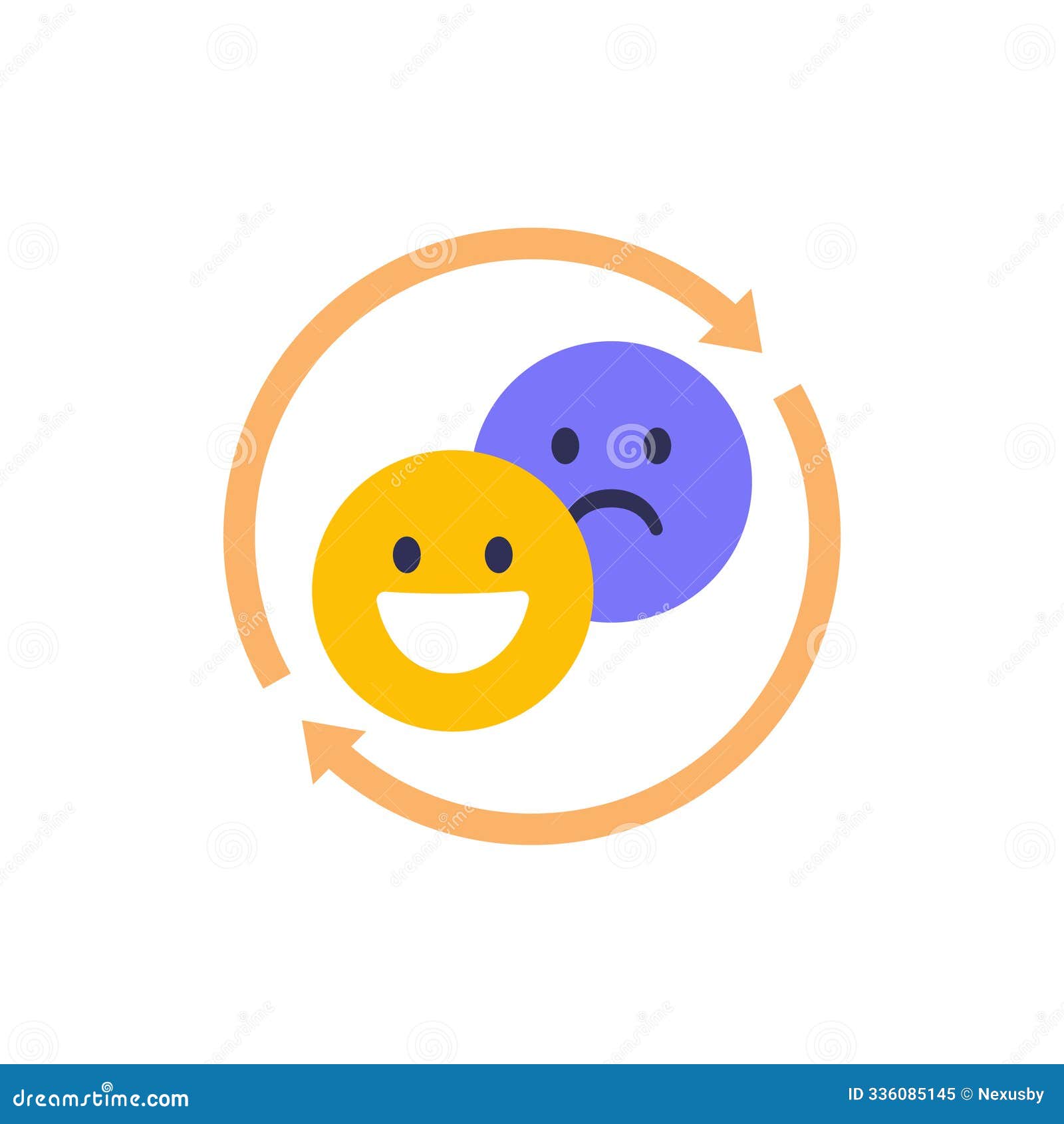 Mood Swings Icon with Emoji, Flat Vector Stock Illustration ...