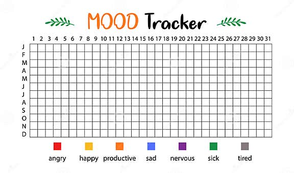 Mood Tracker Calendar. Year in Pixels, Mood Planner, Feelings Tracker ...