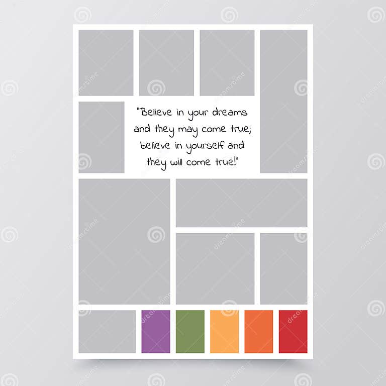 Moodboard Grid Photo Collage Template Vector Illustration Stock