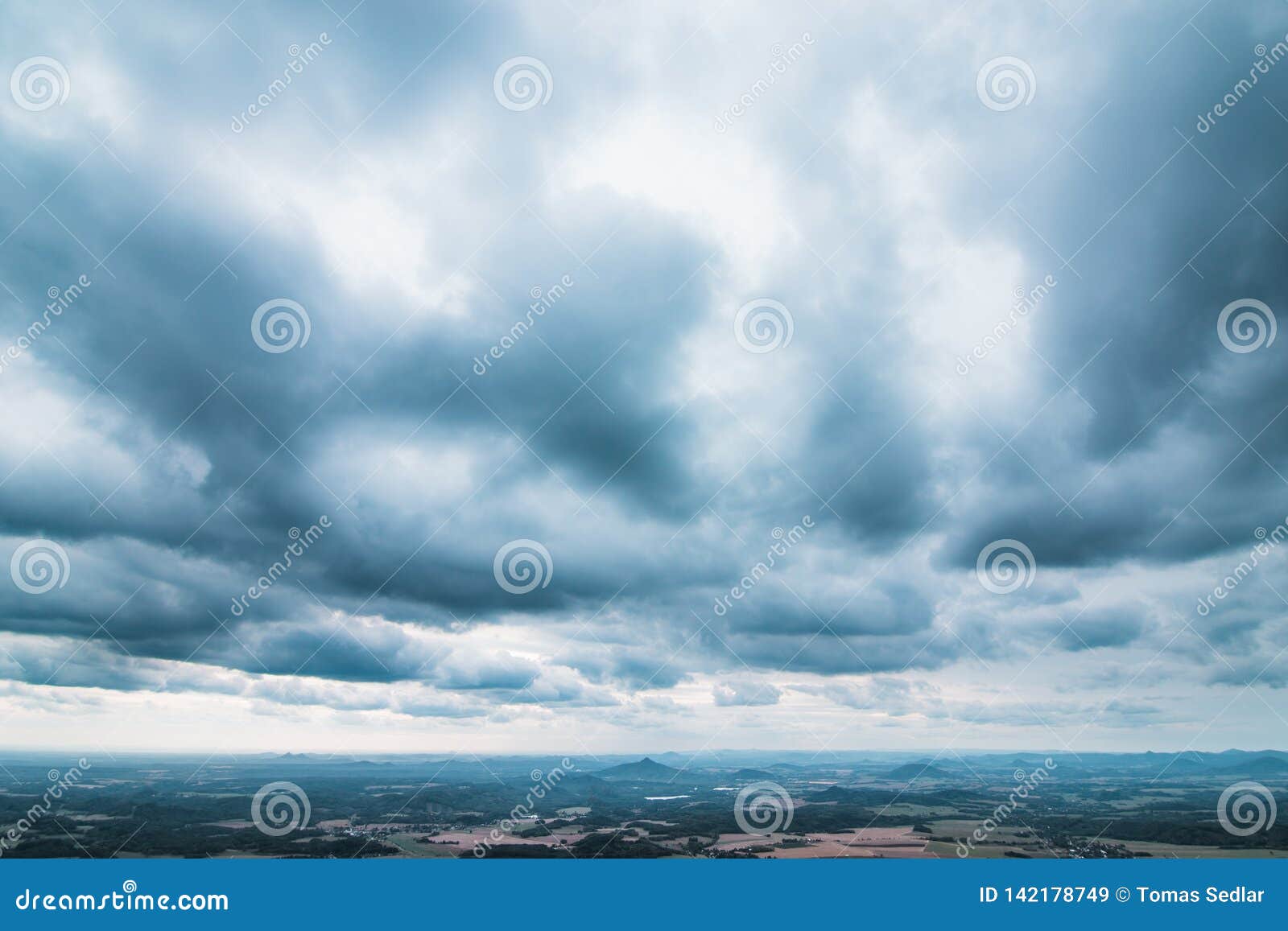 Moody Bluish Clouds with Beautiful Horizont Stock Image - Image of ...