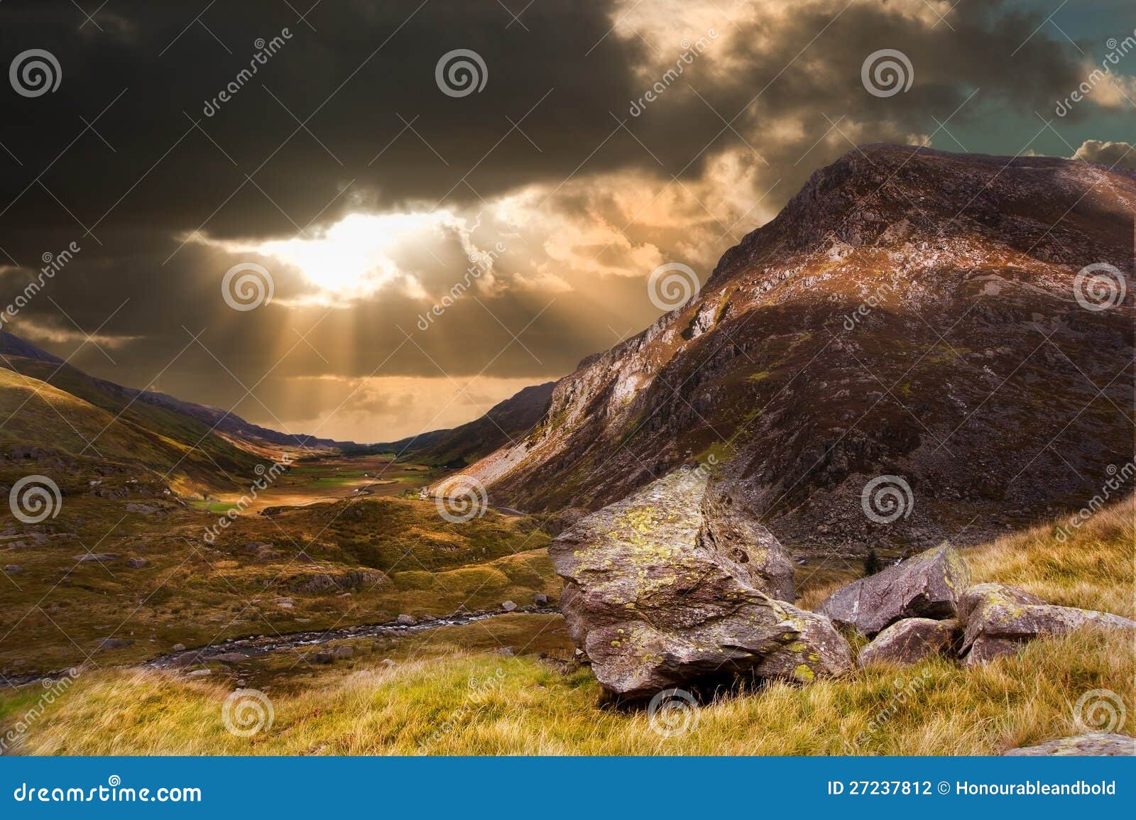 Moody Dramatic Mountain Sunset Landscape Stock Photo - Image of ...