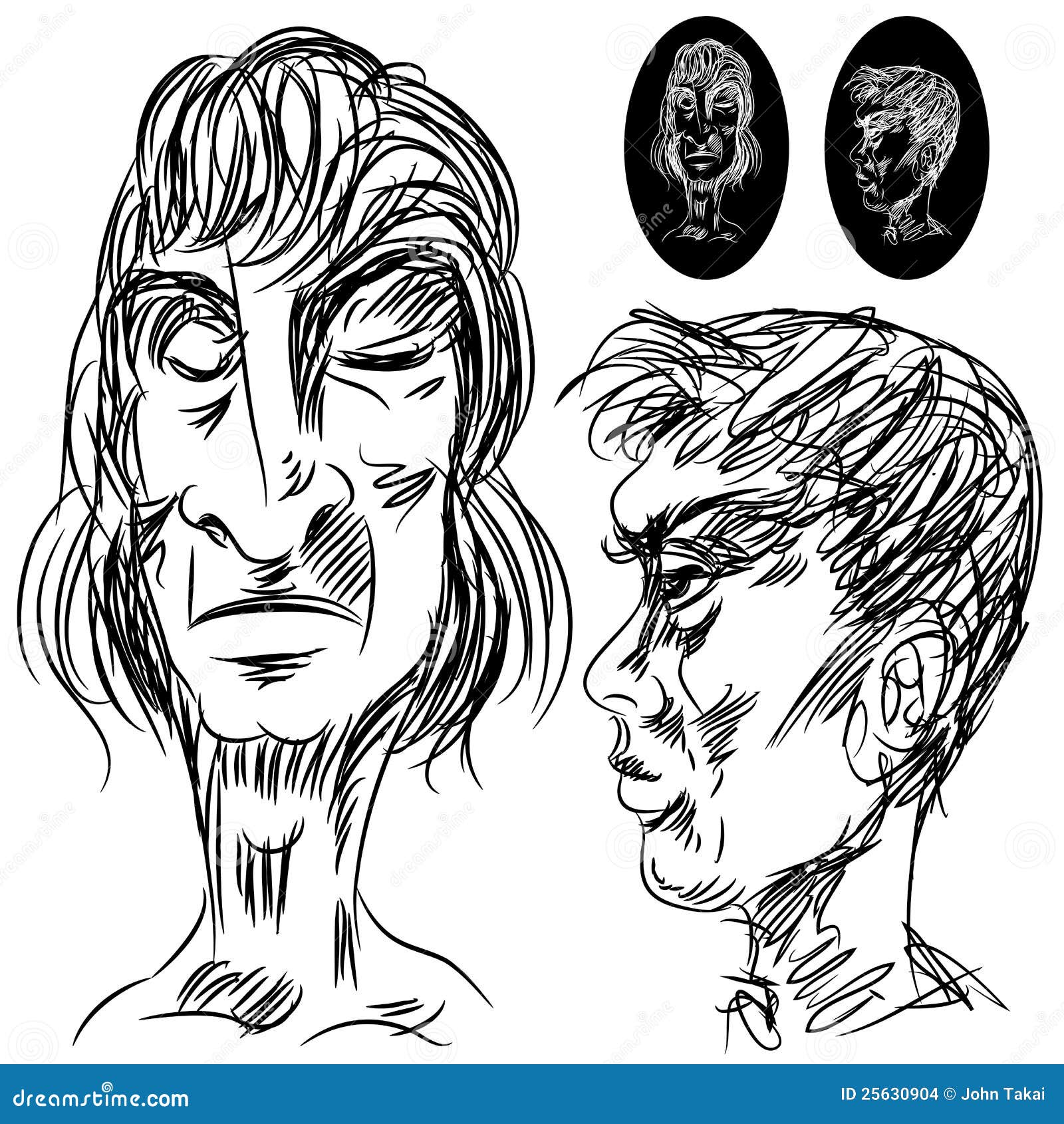 Moody Faces Set stock vector. Illustration of face, head - 25630904