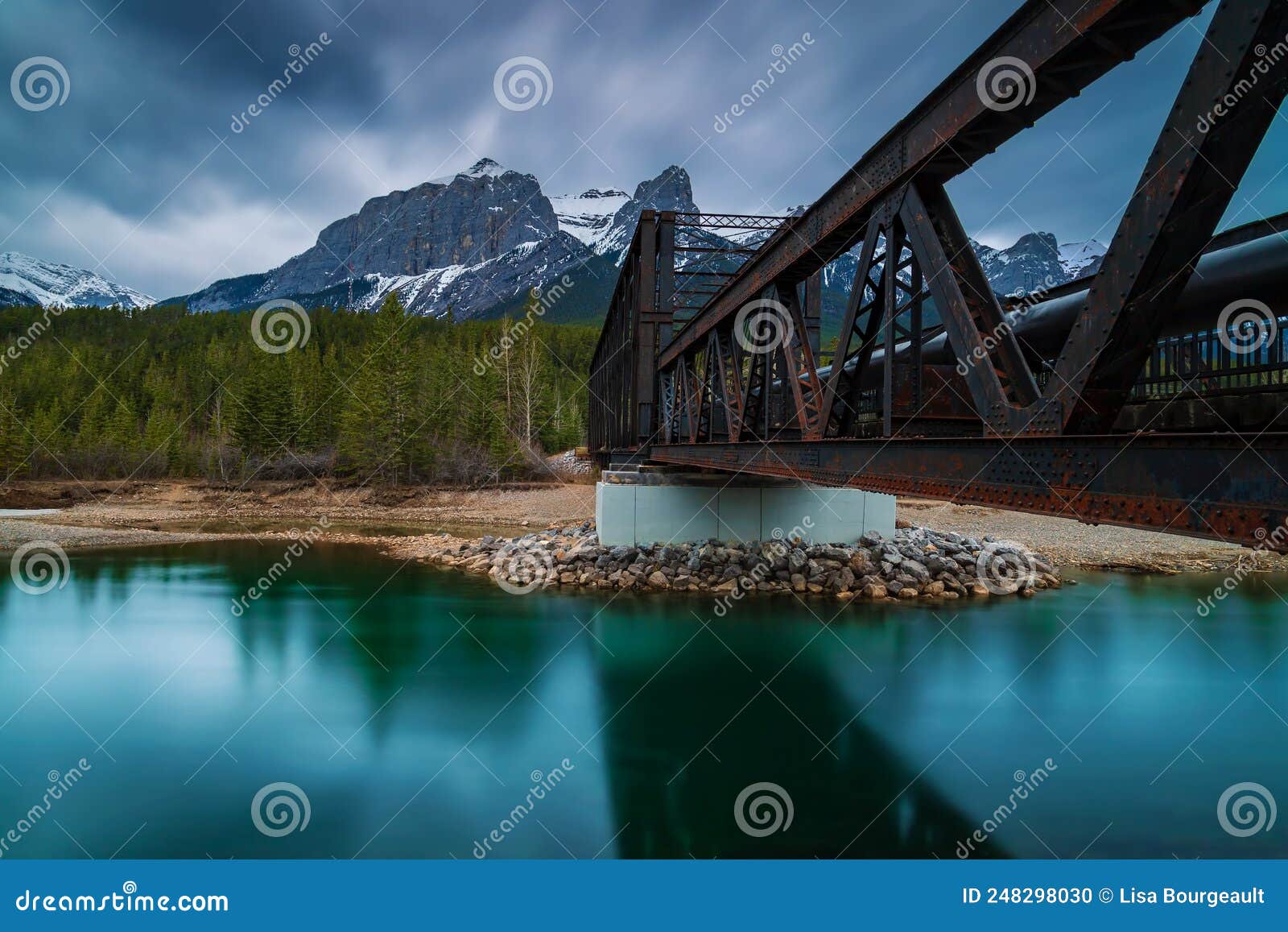 Moody Long Exposure View by the Canmore Engine Bridge Stock Photo ...