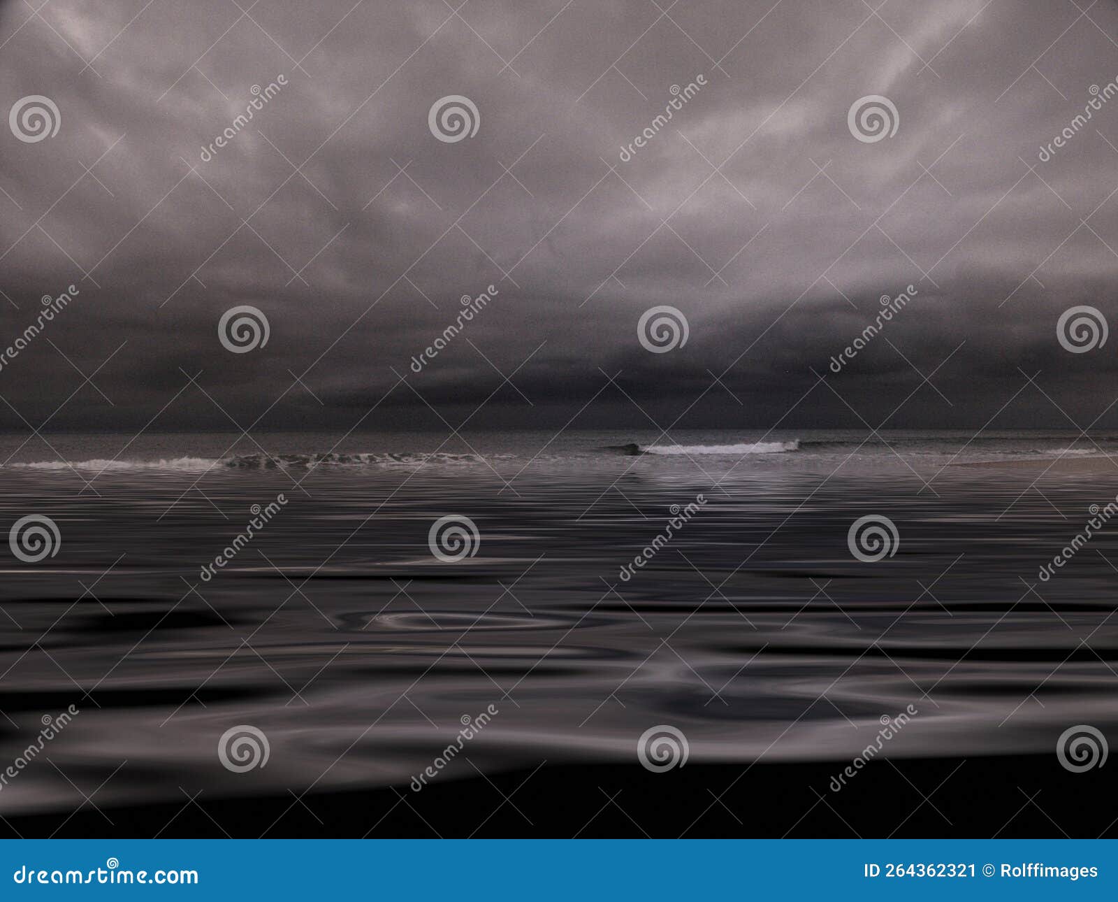 Moody Overcast Beach stock image. Image of rain, seascape - 264362321