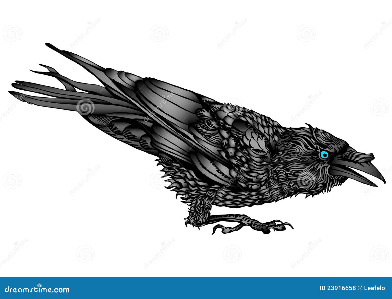 Crouching Raven Vector Illustration | CartoonDealer.com #23447604