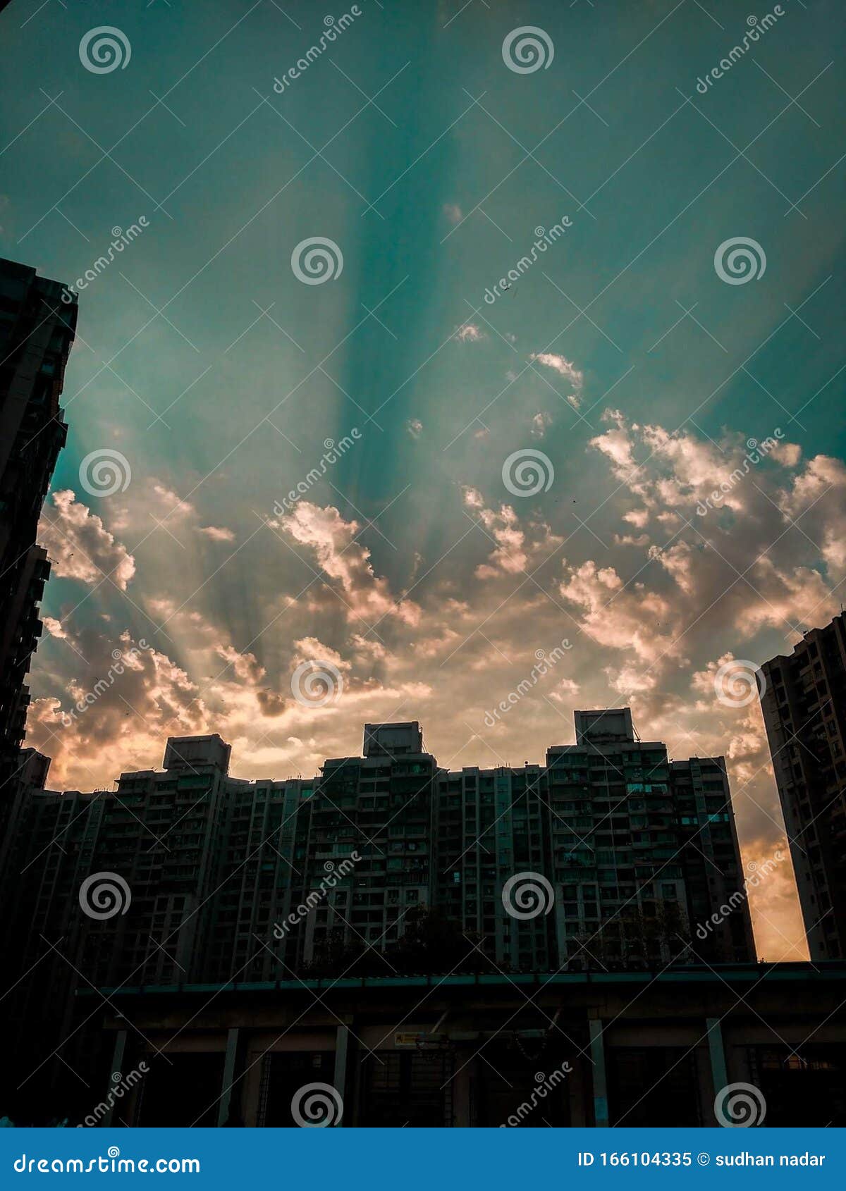 Moody Shining Sunset through Clouds Stock Image - Image of glazing ...