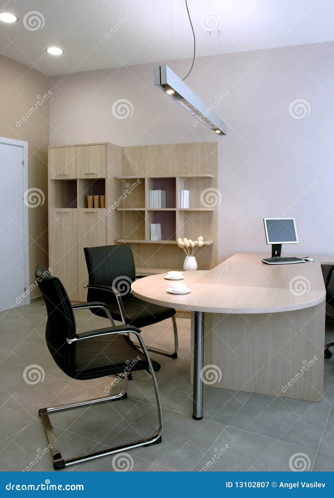 Mooi En Modern Bureau Binnenlands Ontwerp. Stock Afbeelding - Image of ...