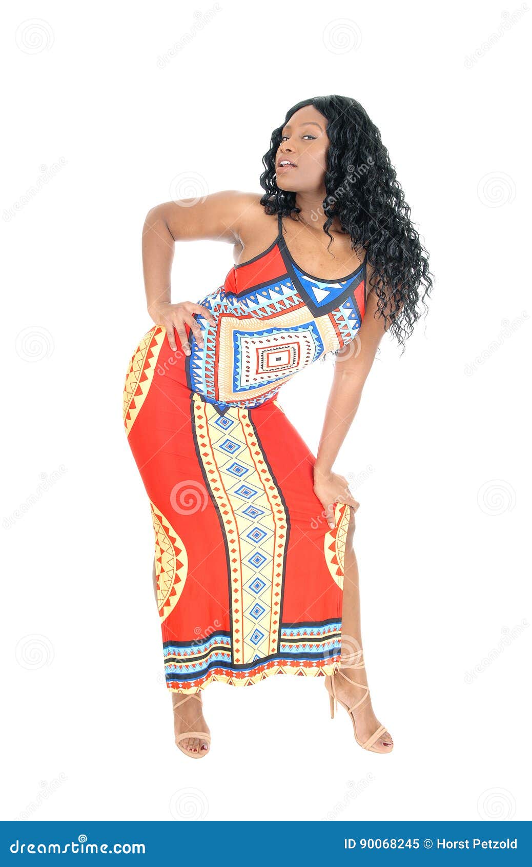 Mooie Afrikaanse Vrouw Van De Rug Stock Afbeelding - Image of gekruld ...