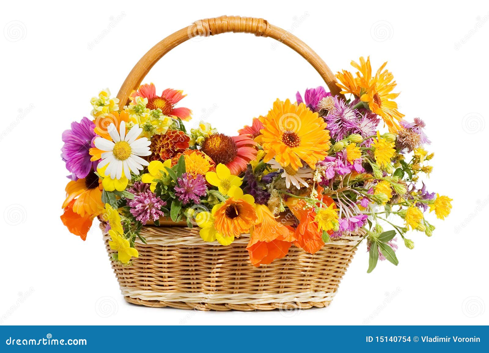 Mooie bloemen in een mand stock foto. Image of zomer - 15140754