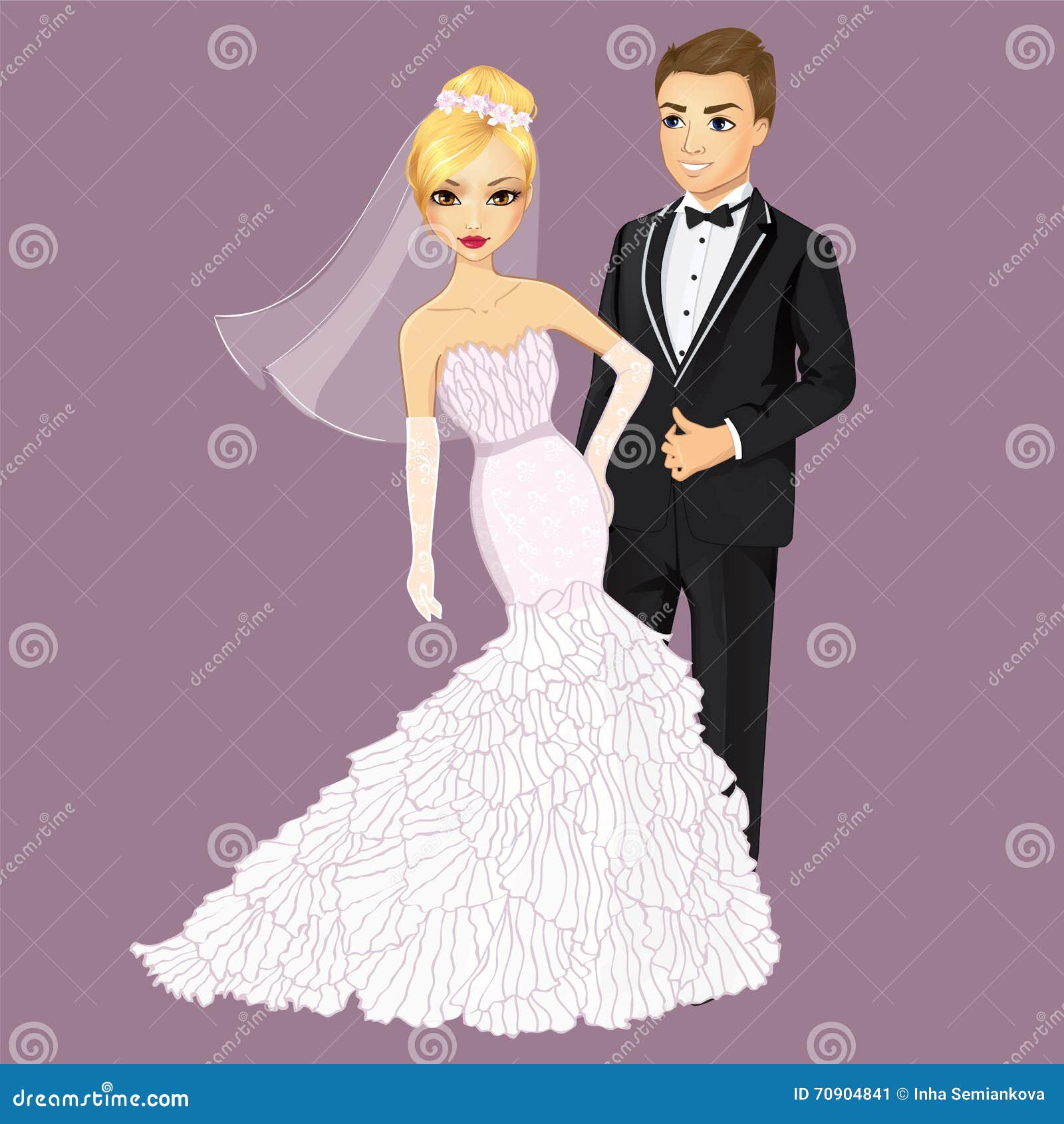 Mooie Bruid en Bruidegom vector illustratie. Illustration of gehuwd ...