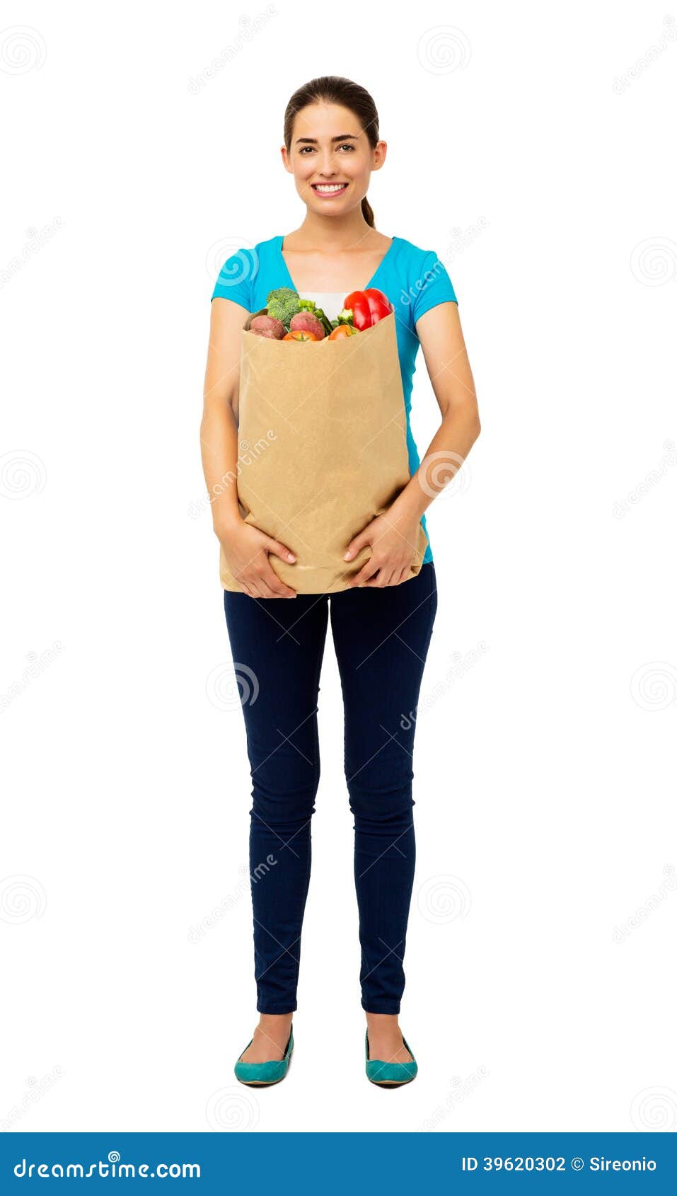 Mooie De Groentenzak Van De Vrouwenholding Stock Foto - Image of ...