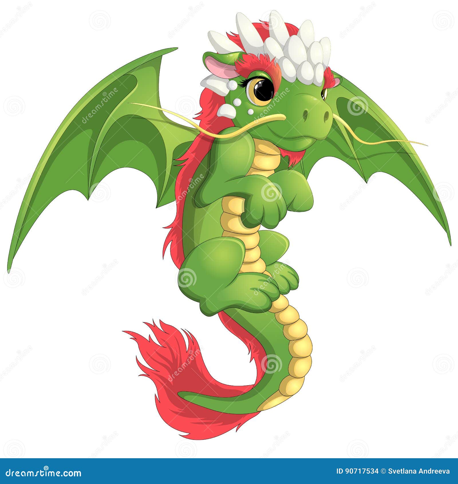 Mooie groene draak vector illustratie. Illustration of getrokken - 90717534