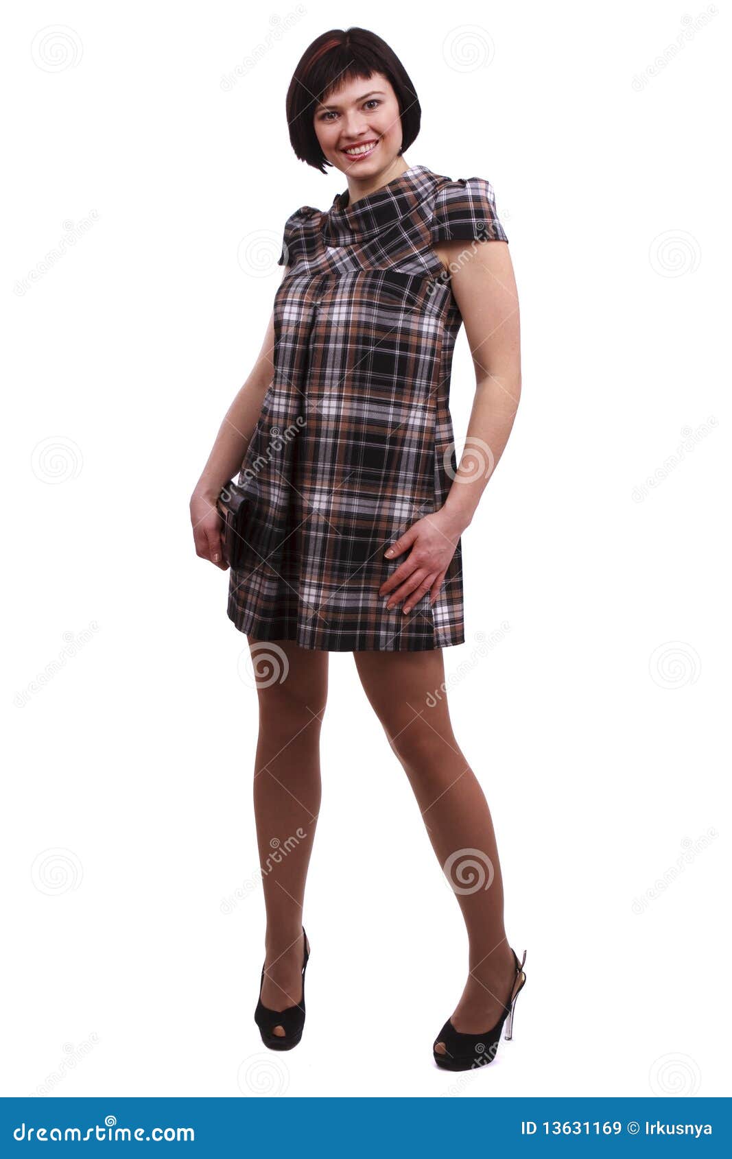 Mooie Vrouw in Geruite Kleding. Stock Afbeelding - Image of schoonheid ...