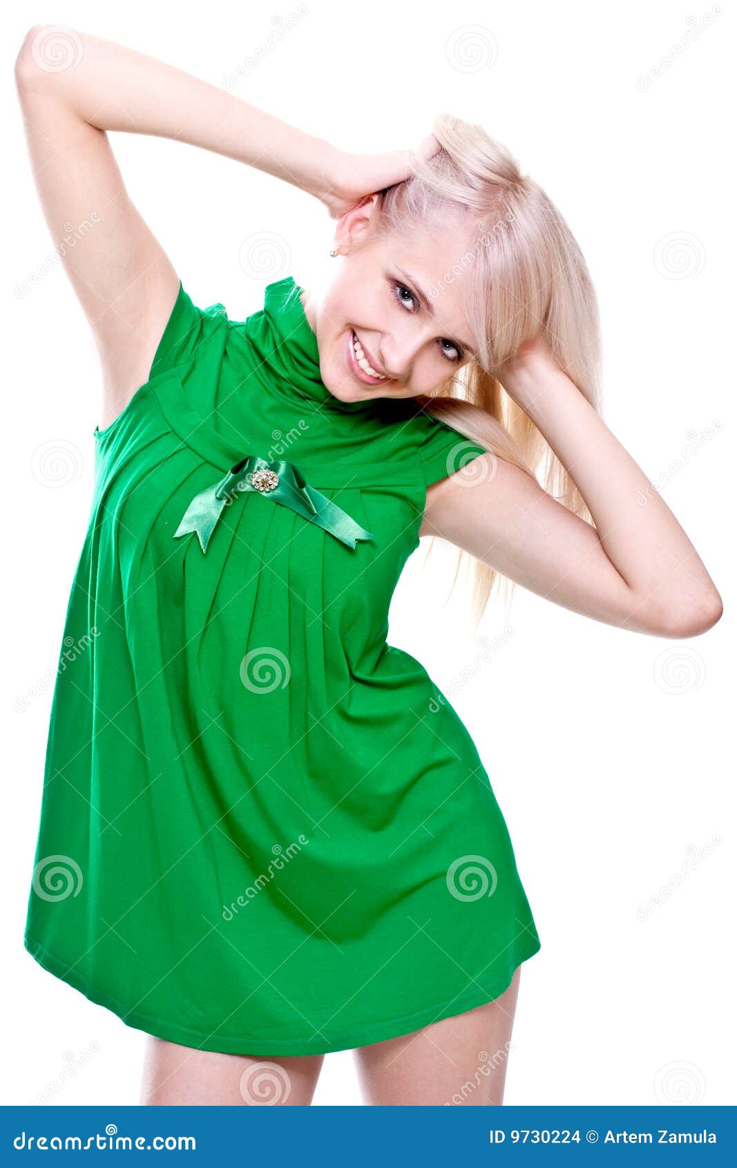 Mooie Vrouwen in Een Groene Kleding Stock Foto - Image of lachen ...