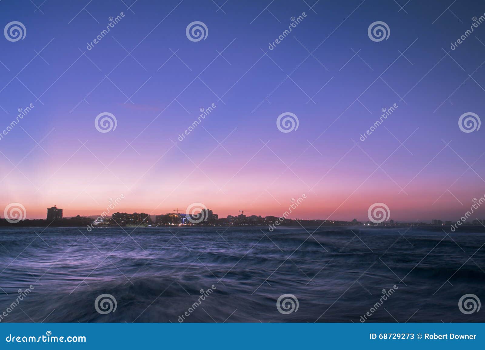 Mooloolaba beach at dusk stock image. Image of blue, mooloolaba - 68729273