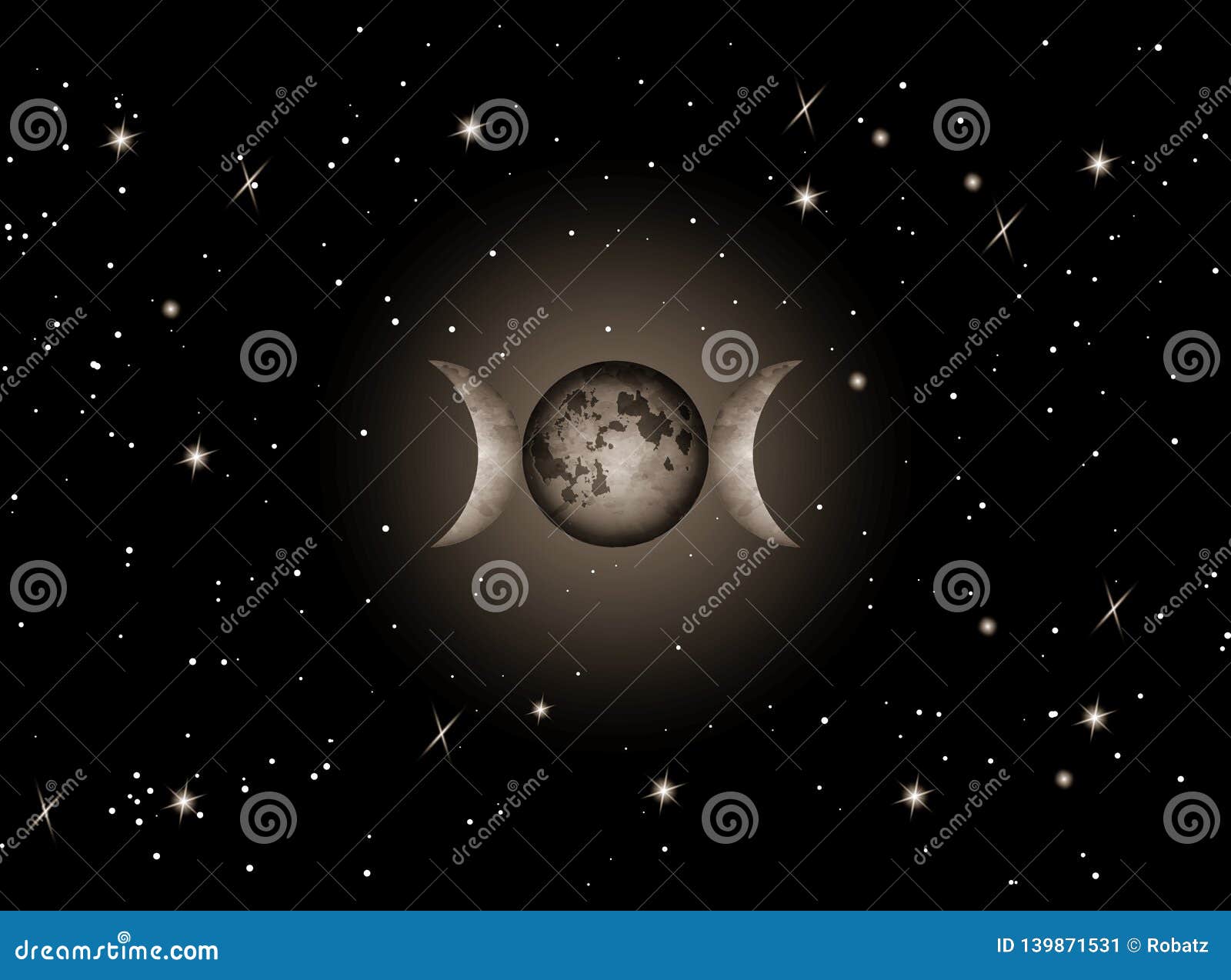 Triple Moon Religious Realistic Mystic Sign Wicca And Neopaganism ...