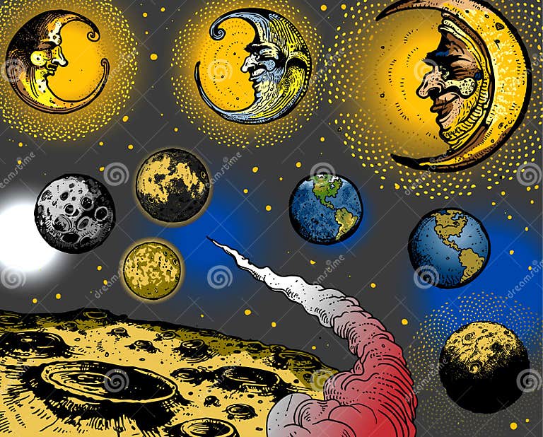 Moon stock vector. Illustration of earth, science, drawing - 17463359