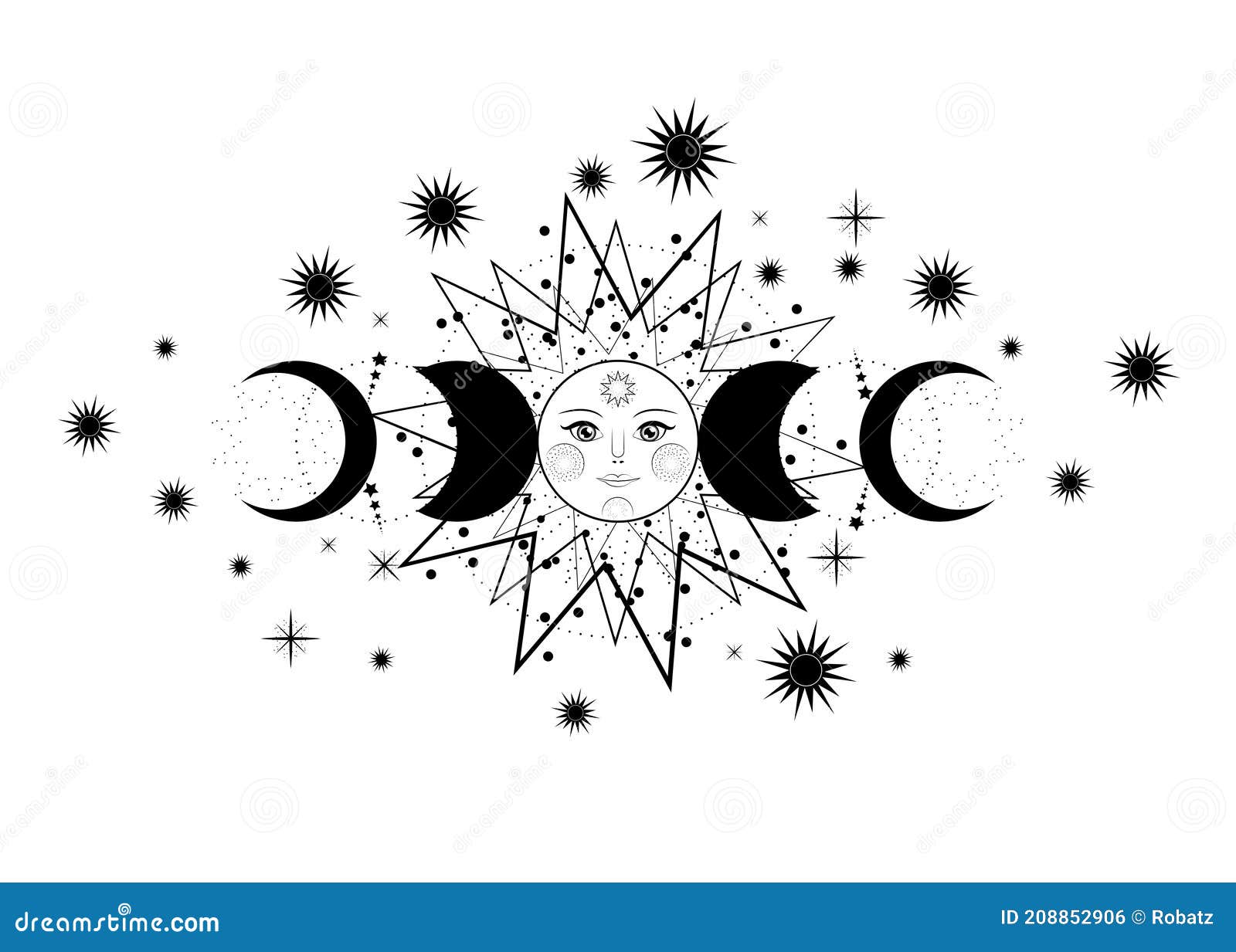 Triple Moon Pagan Wiccan Goddess Symbol Sun System Moon Phases Orbits ...