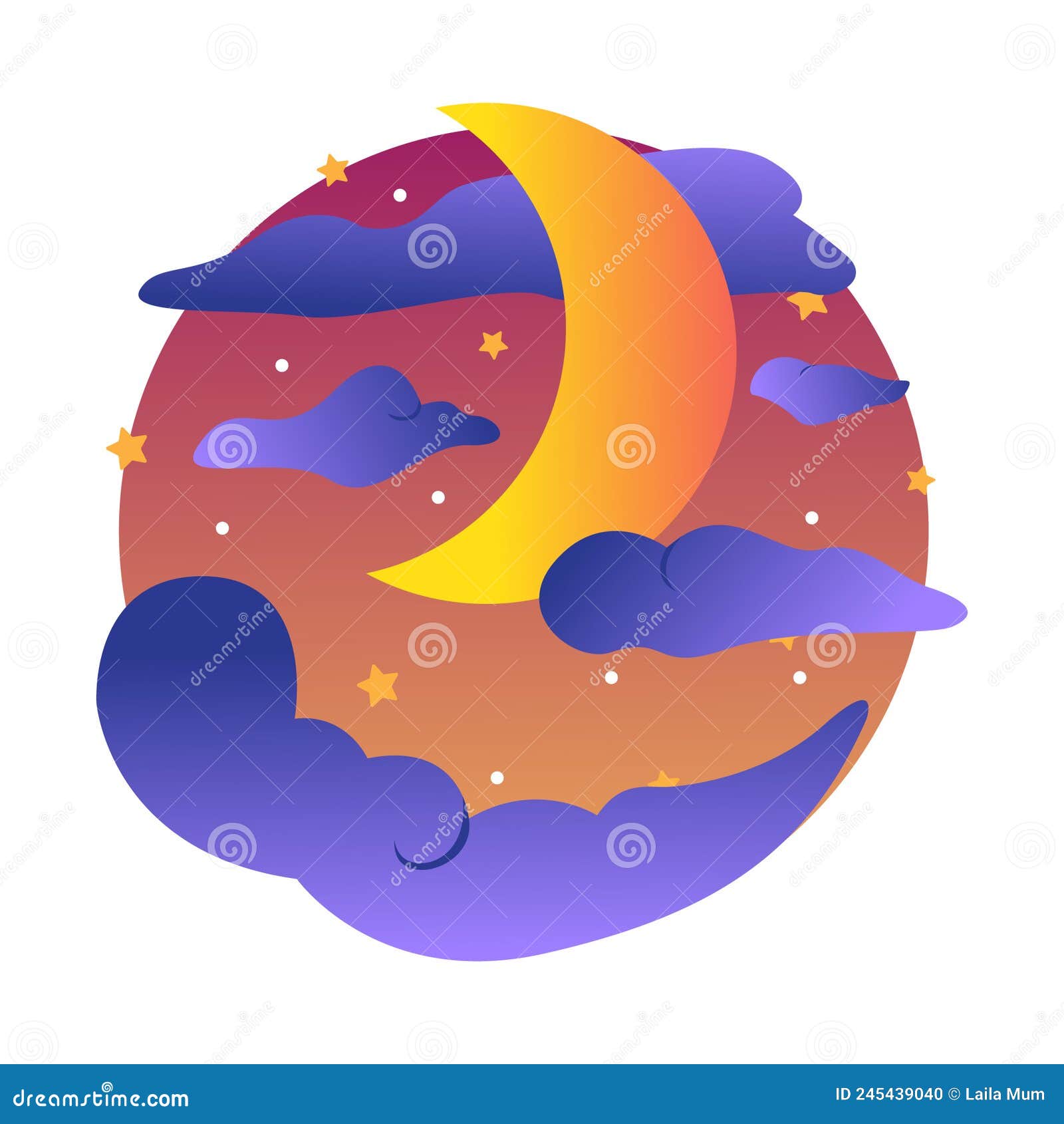 The Moon Bright in the Orange Sky Stock Vector - Illustration of ...