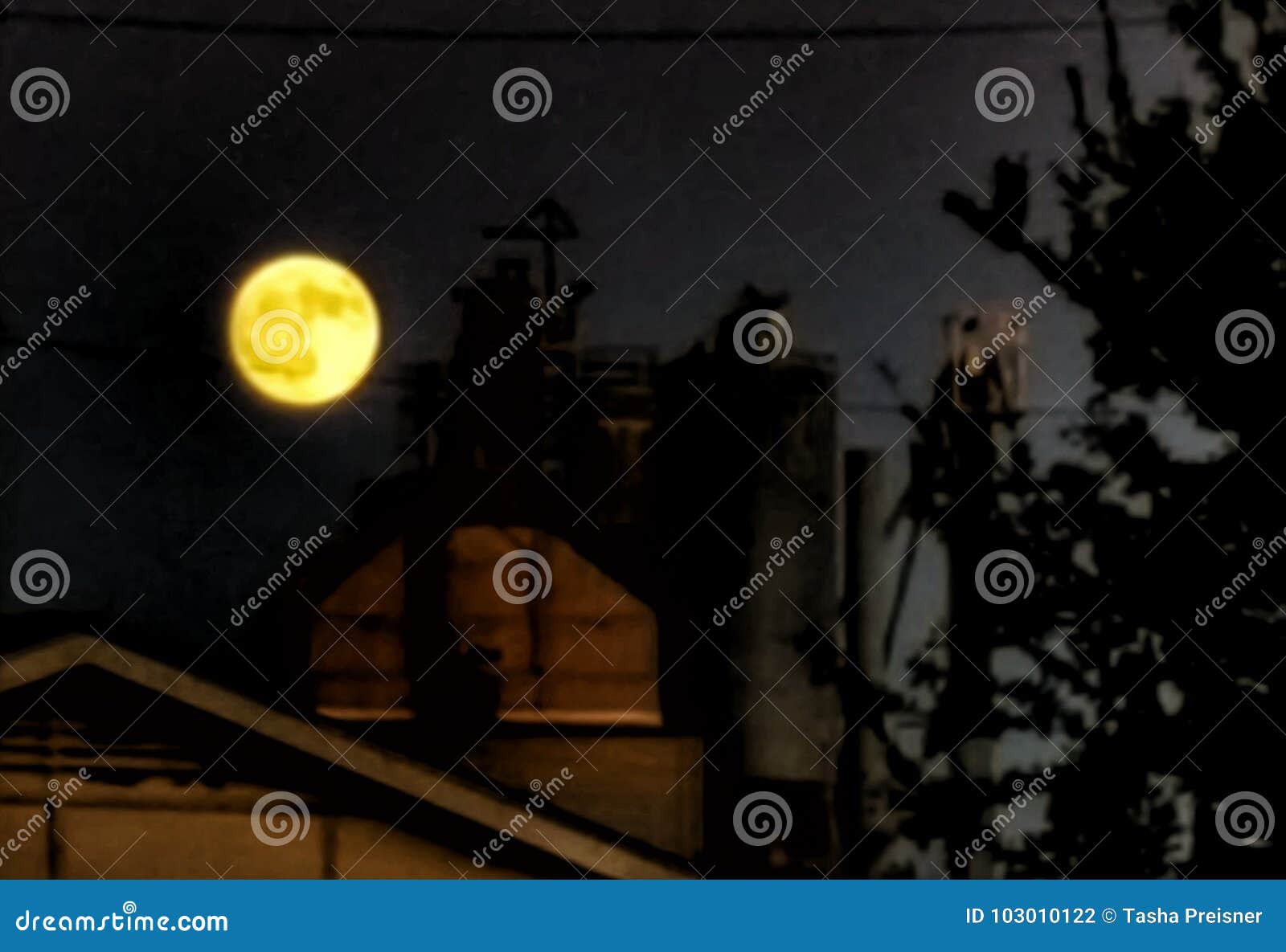 Moon above factory stock photo. Image of full, buildings - 103010122