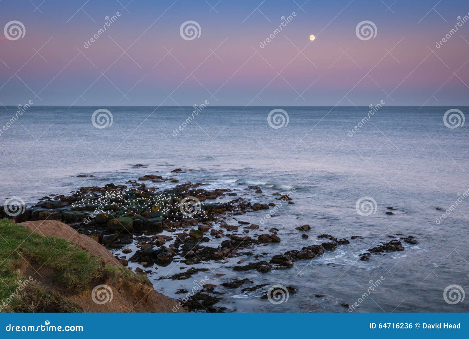 Moon above the North Sea stock photo. Image of tyneside - 64716236