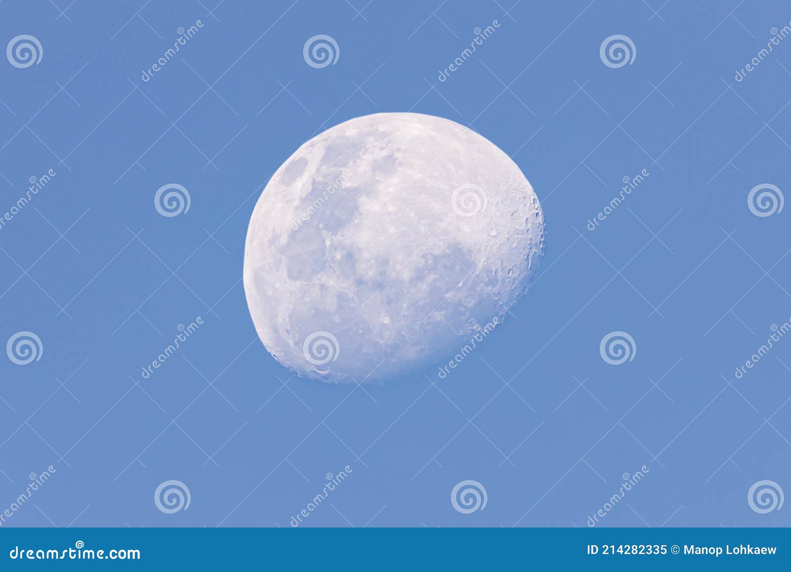 Moon in the Afternoon on Blue Sky Background Stock Image - Image of ...